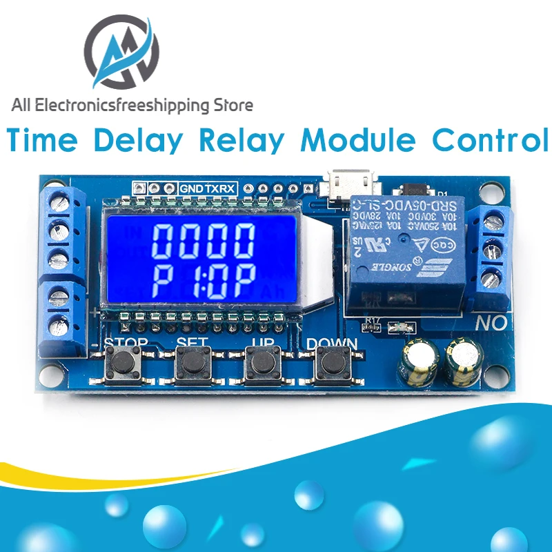 6 30V Micro USB Digital LCD Display Time Delay Relay Module Control ...