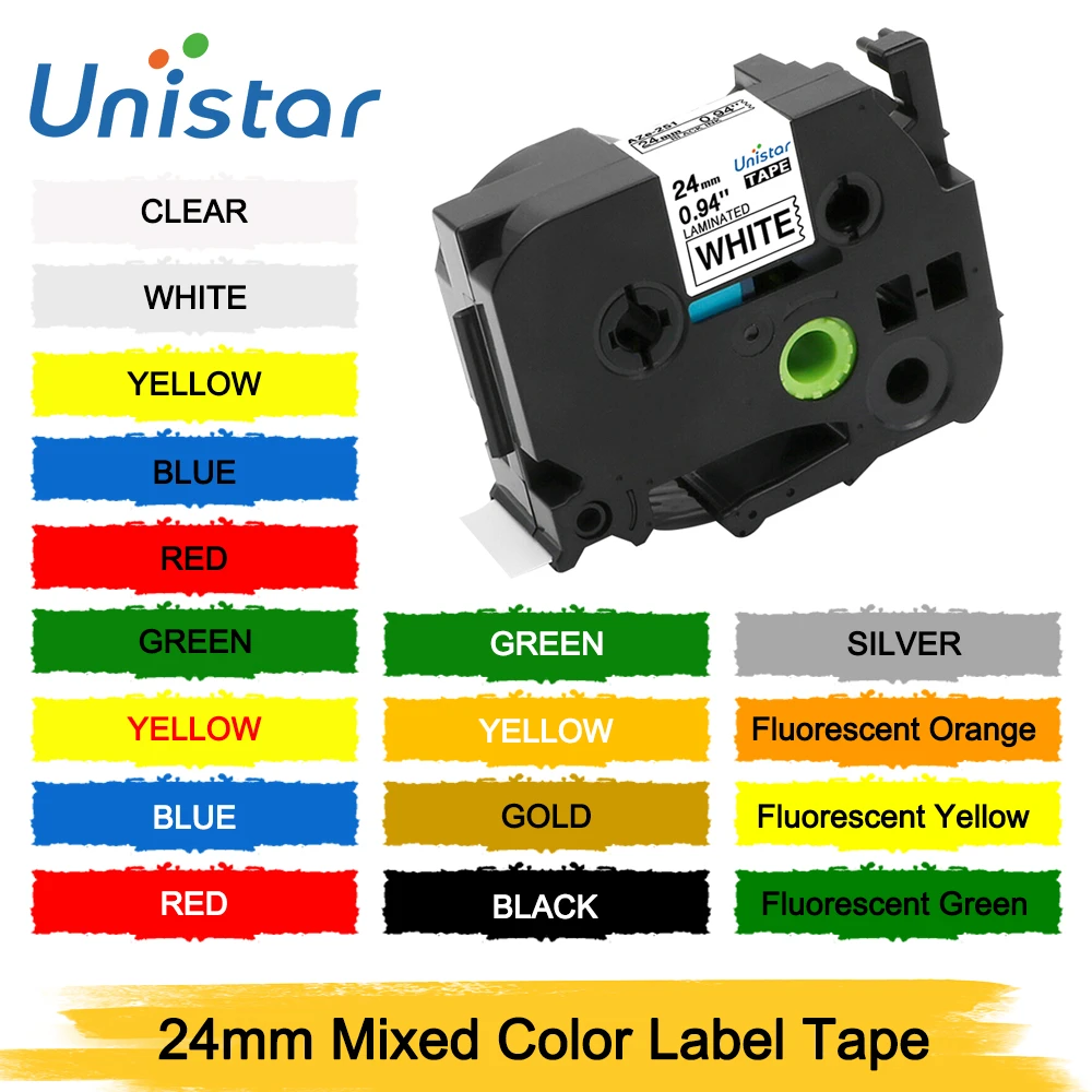 Unistar tz251 Laminated Label Tapes 24mm Compatible for Brother Label ...