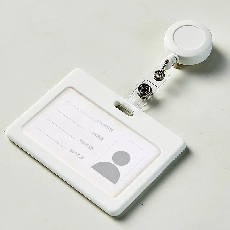 White Horizontal Vertical Work Card Holder with Badge Reel Access Card ...