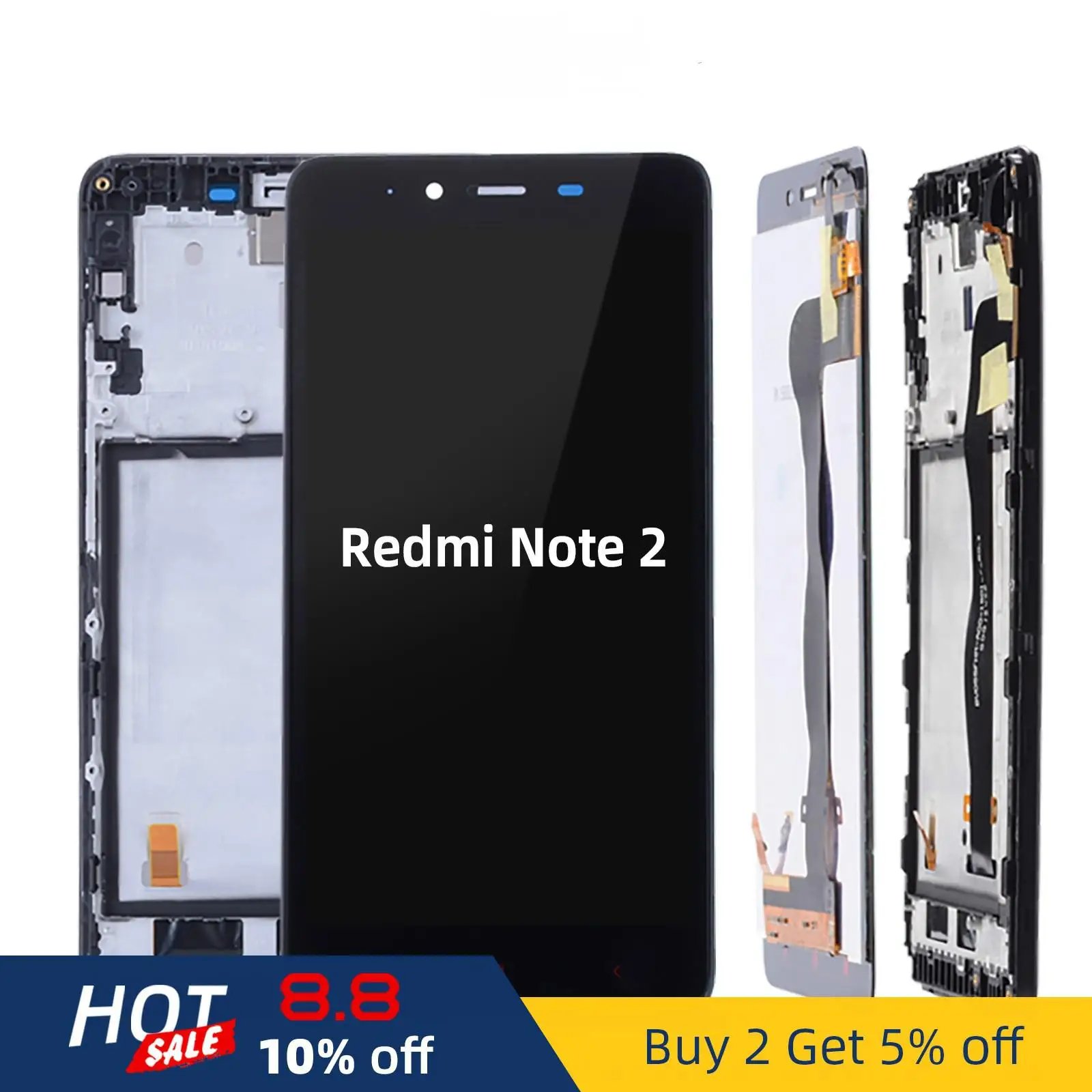 5.5\" Original Display For XIAOMI Redmi Note 2 LCD Touch Screen with ...