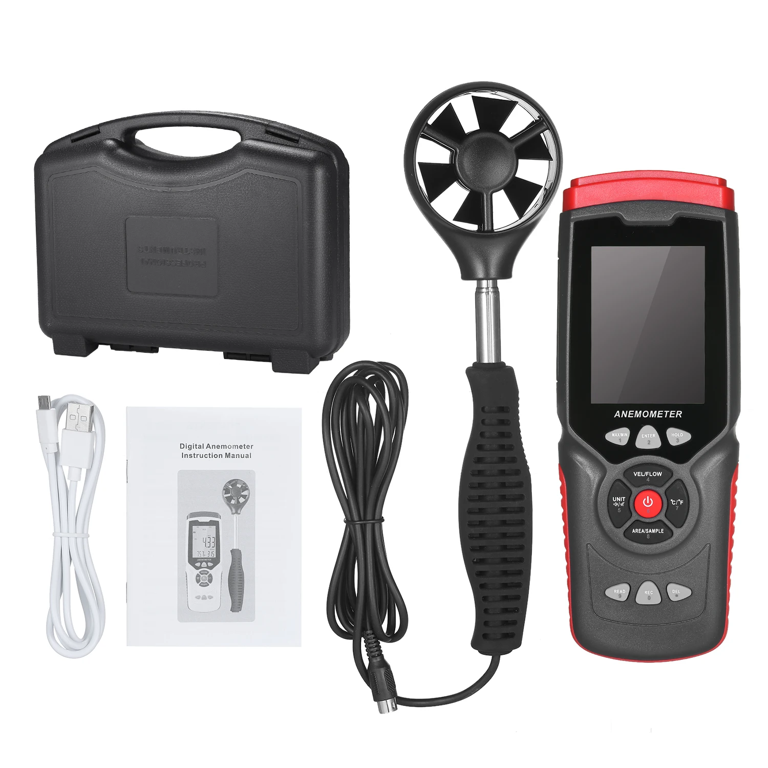 Anemómetro Digital profesional de mano, Sensor de velocidad del viento ...