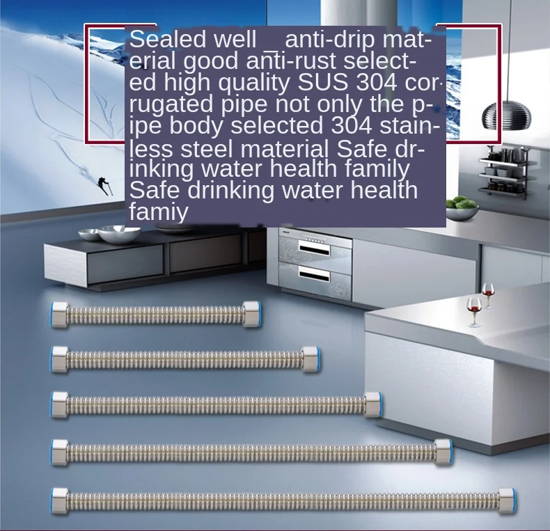 Tuyau,15.8 bellows 2 m--Tuyau ondulé en acier inoxydable 304, chauffe ...