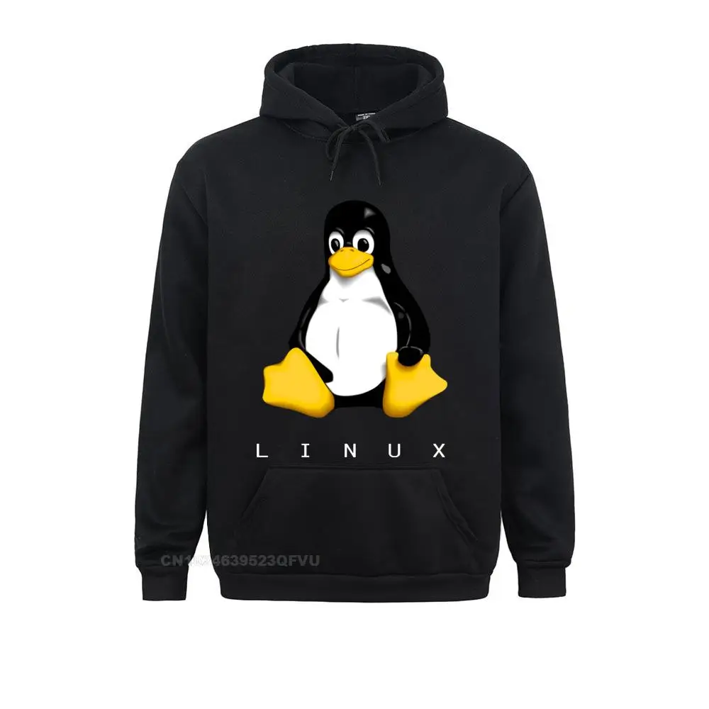 Linux Women Men's Premium Cotton Leisure Hoodie Crew Neck Tees Long ...