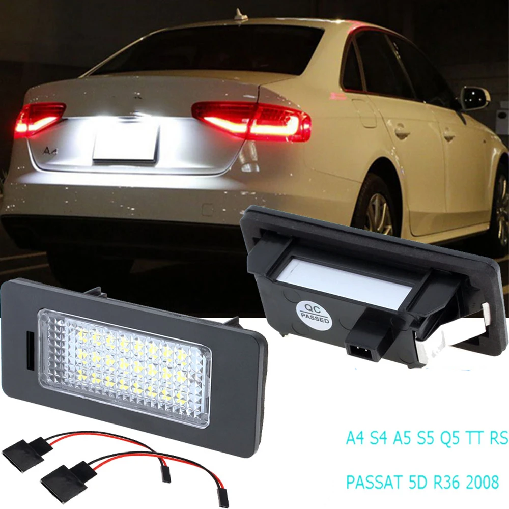 LED License Plate Number Light For Q5 S5 A4 A5 TT Passat 5D R36 Night ...