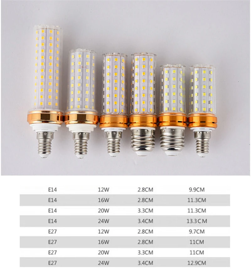 AMPOULE LED,blanc chaud-E27 20W--Ampoule épis de maïs, E27 E14 12W 16W 20W 24W ac 220V 240V ...