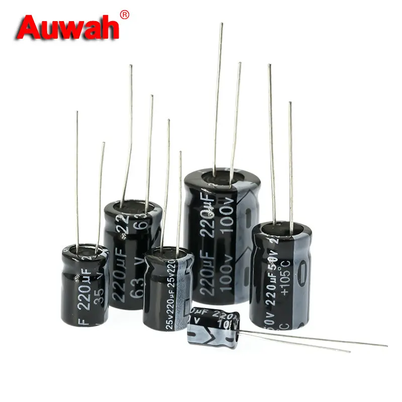 10V 16V 25V 35V 50V 63V100V 250V 400V 450V condensador electrolítico de aluminio 1uF 2,2 uF 3,3 ...