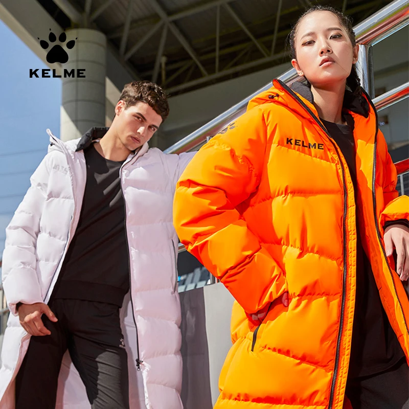 KELME-Men-Women-Hooded-Long-Down-Jacket-80-White-Duck-Down-Hiking ...