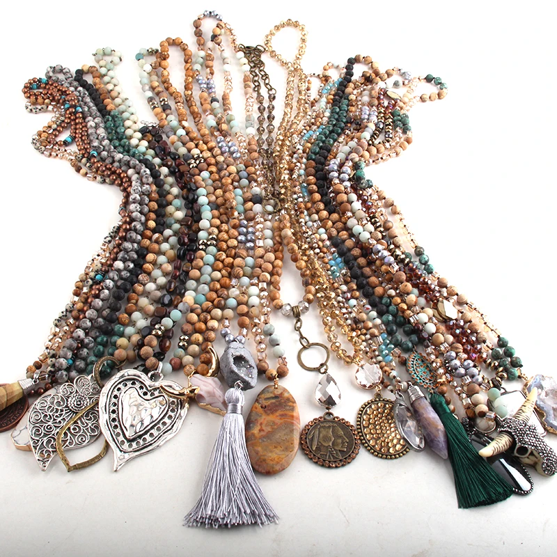 RH Wholesale 20pc Mix Color Stone/glass Necklace Fashion Boho Jewelry ...