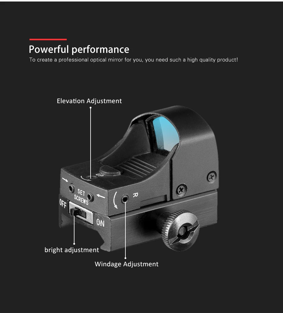 Red Dot Sight Rifle Scope Tactical Mini Compact Holographic Adjustable ...