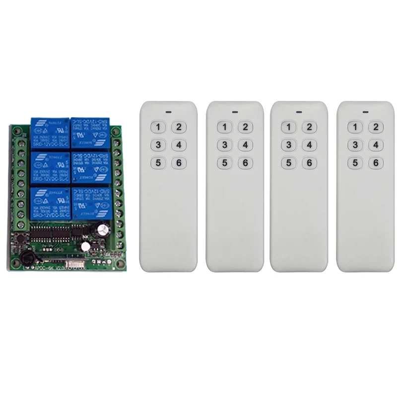 Interruptor de Control remoto inalámbrico, transmisor de 6 canales, 12V ...