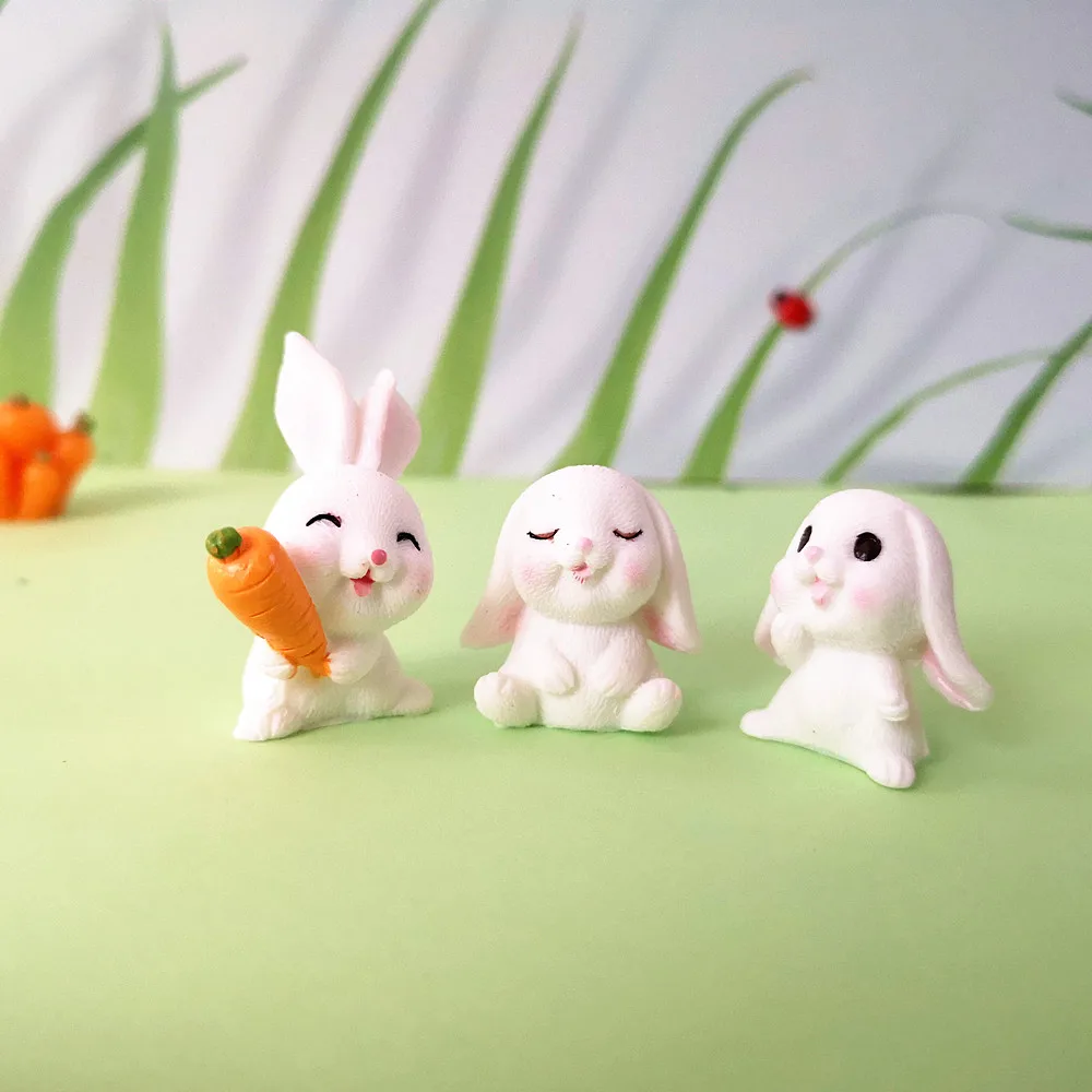 Miniature rabbit in a cup tiny clay figurines home decor Dolls ...