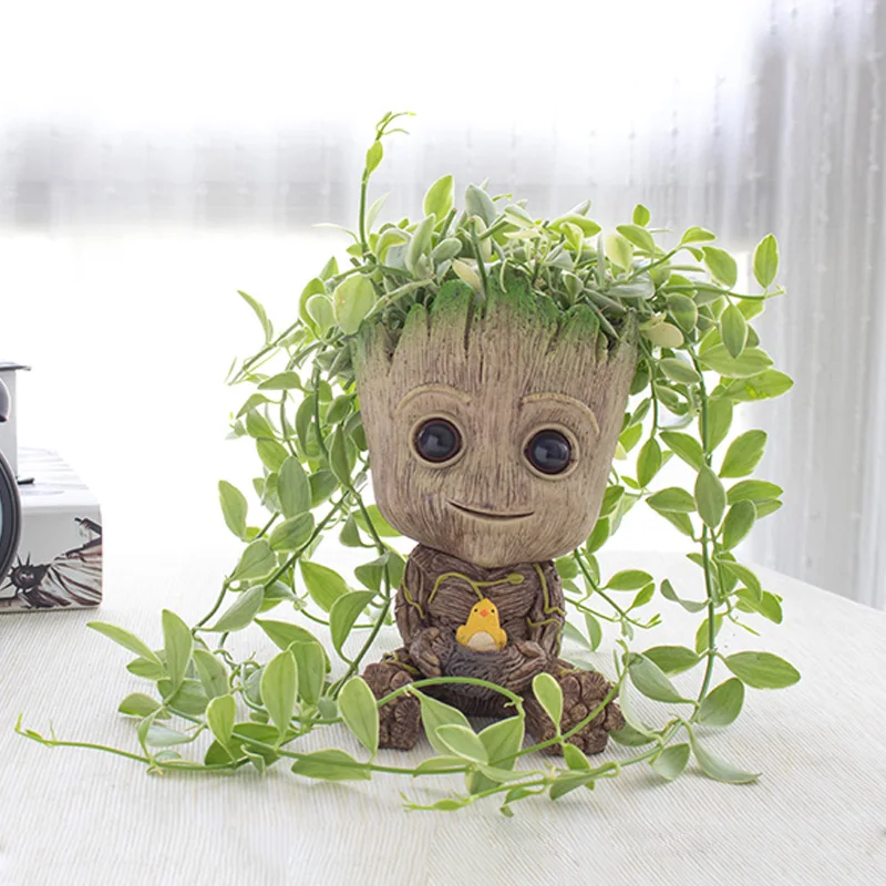 Baby Groot Doll Flower Pot Big Flower Pot Pen Holder PVC Hero Model ...