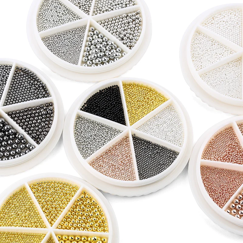 Mini Small Stainless Steel Beads Nails Art Decorations Gun Grey Rose ...