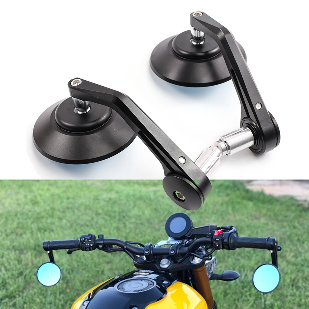 CNC-Motorcycle-HandleBar-Mirrors-Cafe-Racer-Scooter-Crusier-Rear-View ...