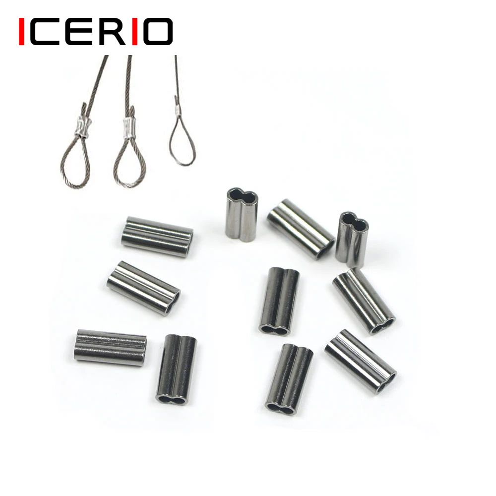 100pcs Copper Double Barrel Crimp Sleeves For Monofilament Fishing ...