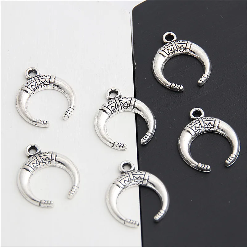 20 шт. античный серебряный молотый Бык Рог Подвески бык кулон ...