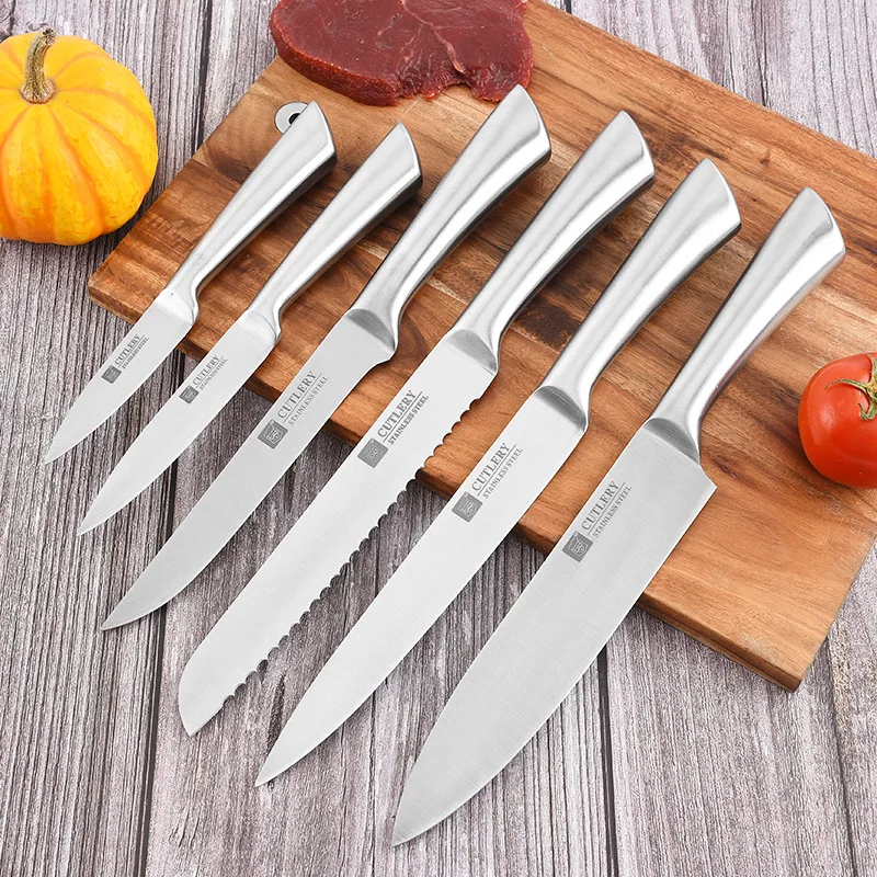 Stainless Steel Kitchen Set Knife With Hollow Handle Chef Knife Meat ...