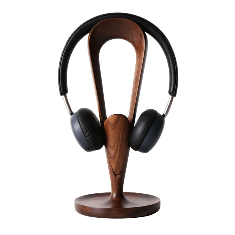 Walnut-Natural-Wooden-Headphones-Stand-Holder-with-Solid-Base-Universal ...
