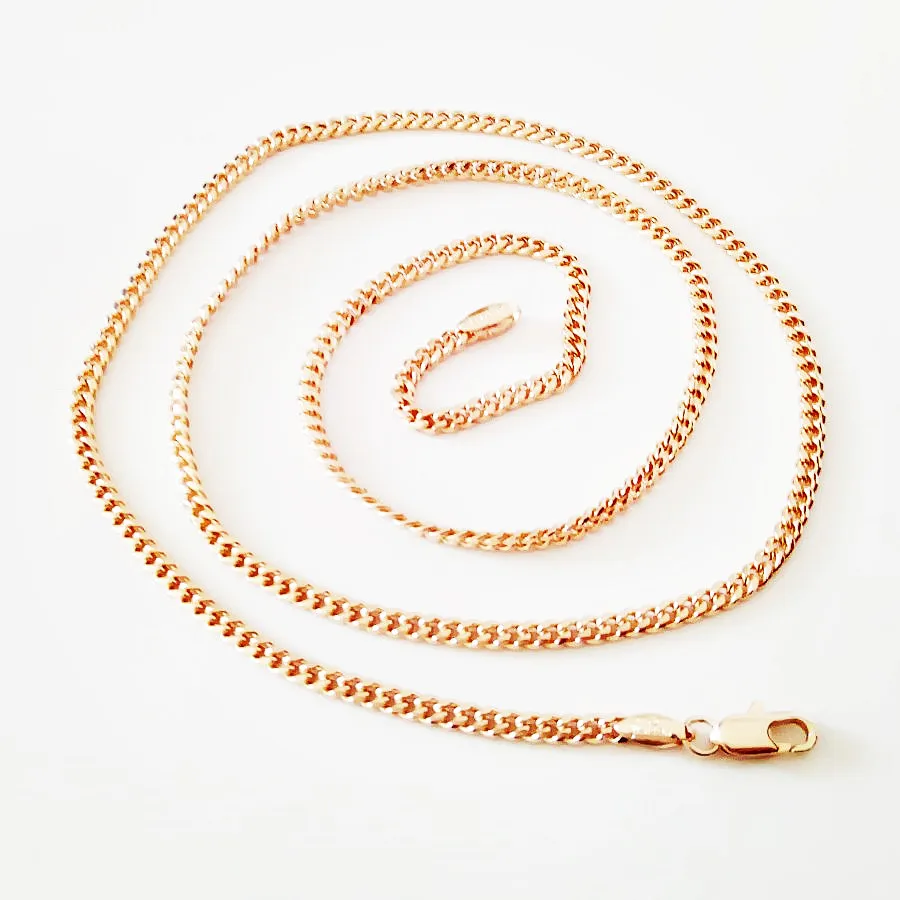 New 60 CM Long Slim Necklace Chain 585 Rose Gold Color Women Jewelry ...