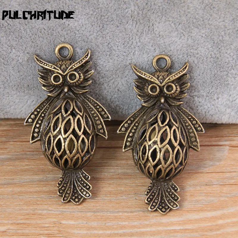 1Pcs 20*30*54mm New Product Antique Bronze Hollow Owl Charms Pendant ...