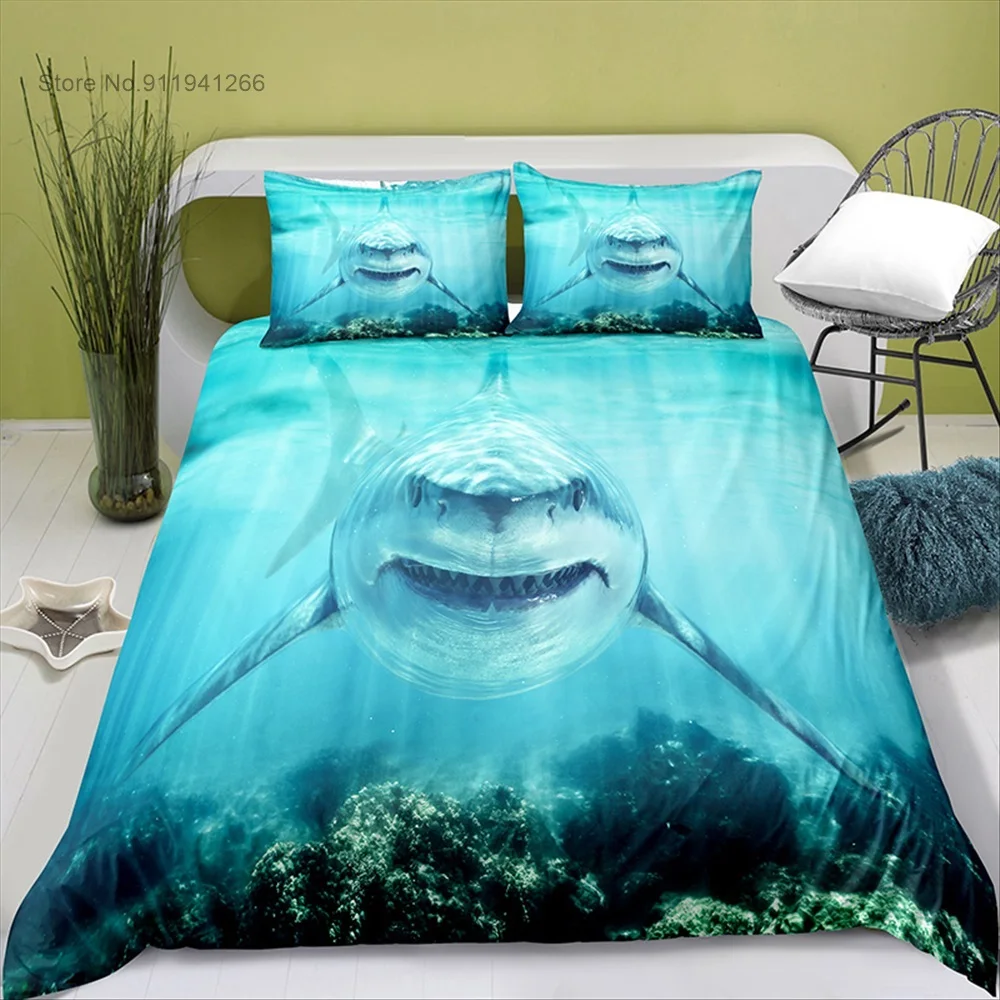 Blue-Shark-Bedding-Set-Sea-3D-Printed-Duvet-Cover-Sets-for-Baby ...
