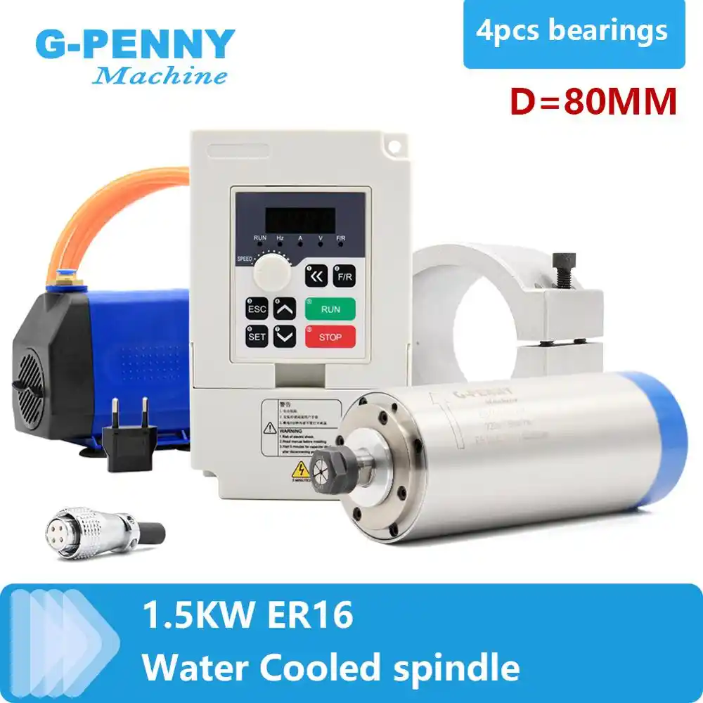 G PENNY 1.5KW Watergekoelde Spindel Motor ER16 4 Lagers 80X220Mm & 1 ...