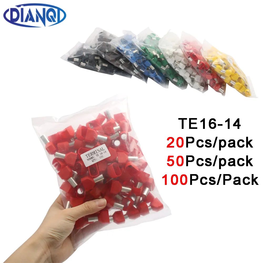 DIANQI TE16 14 Two Pre insulated Pipe shaped End Cold pressed terminals ...
