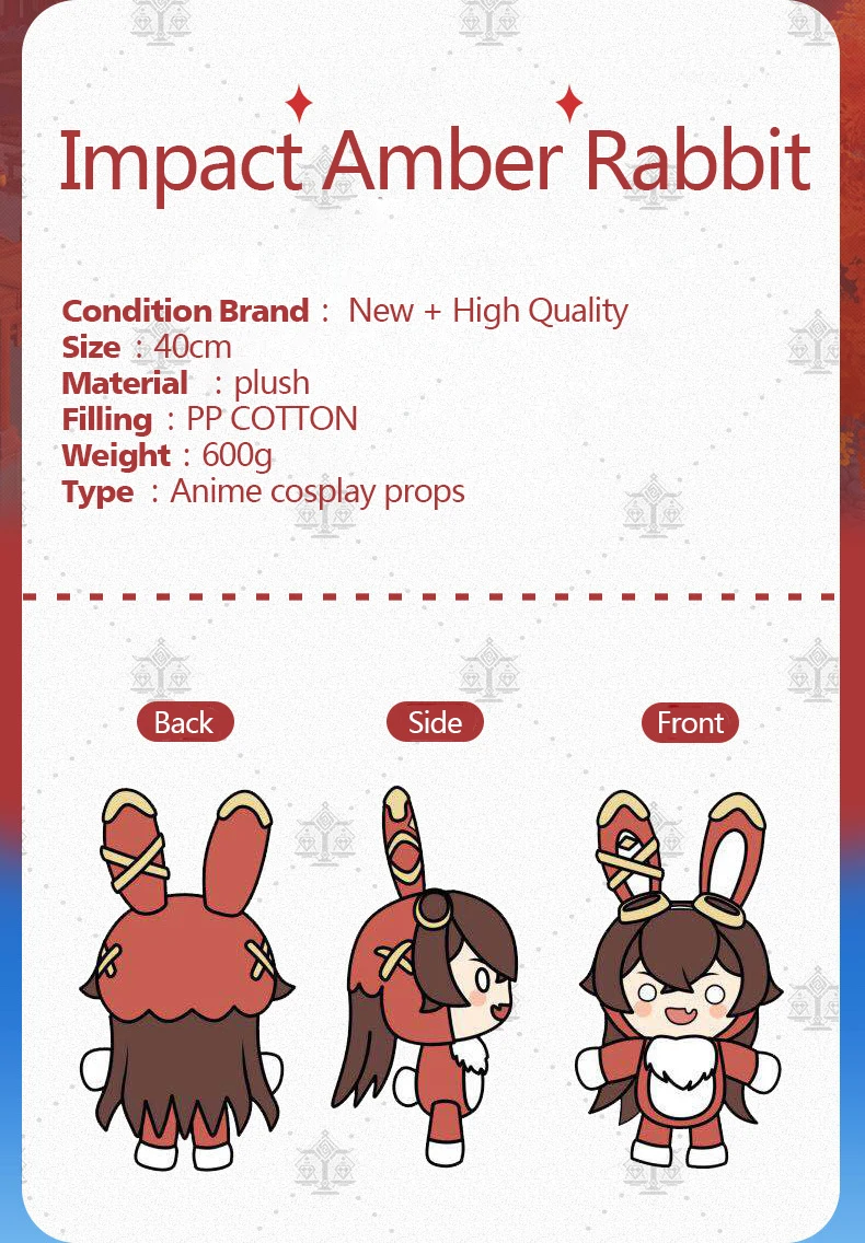 Genshin Impact Amber Rabbit Plush Doll Baron Bunny - KawaiiMerch.com