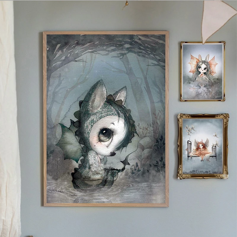 Scandinavia Gothic Rabbit Girl Gentleman Boys Home Frameless Drawings ...