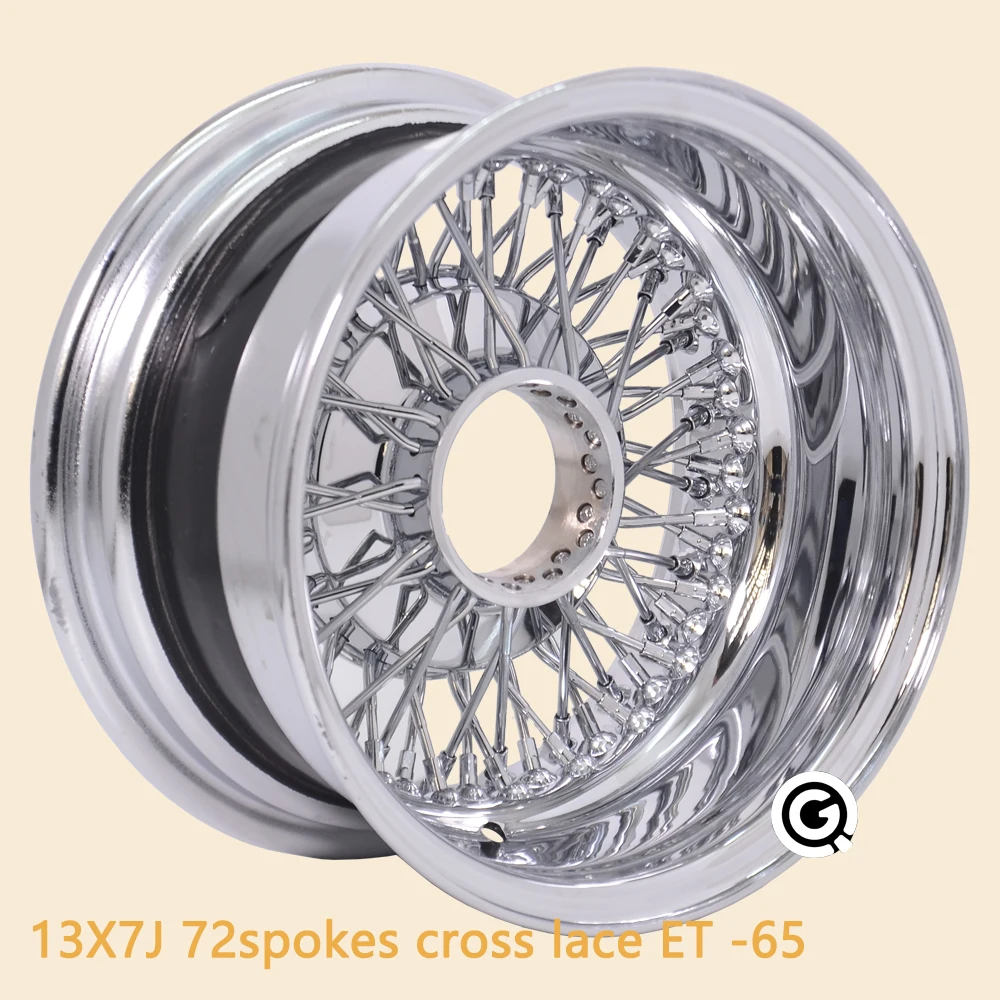 13inch Wire Wheels 72spokes Cross Lace Reverse Type Deep Dish Lip All ...