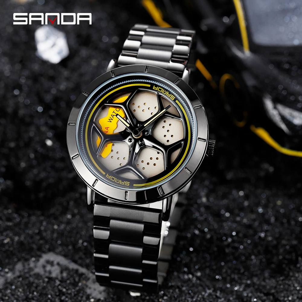 Mens Luxury Watches Sports Car Watches Waterproof Sport Rim Hub Wheel ...