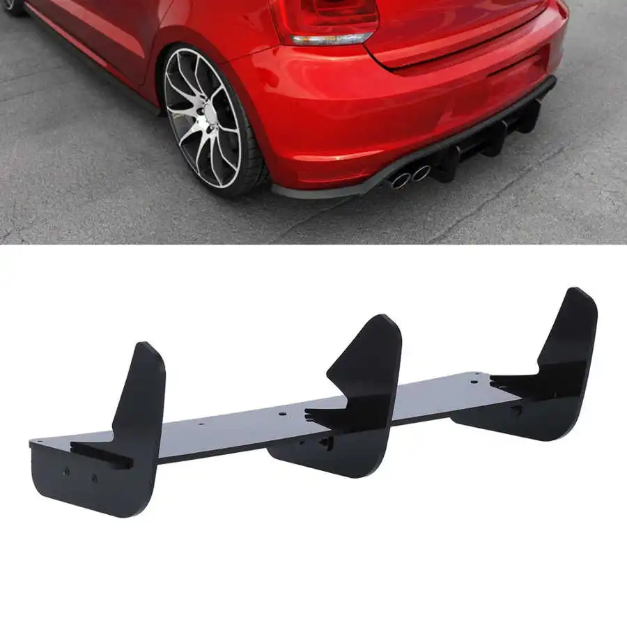 Gloss Black For Maxton Style Rear Bumper Diffuser Lip Spoiler Splitter ...