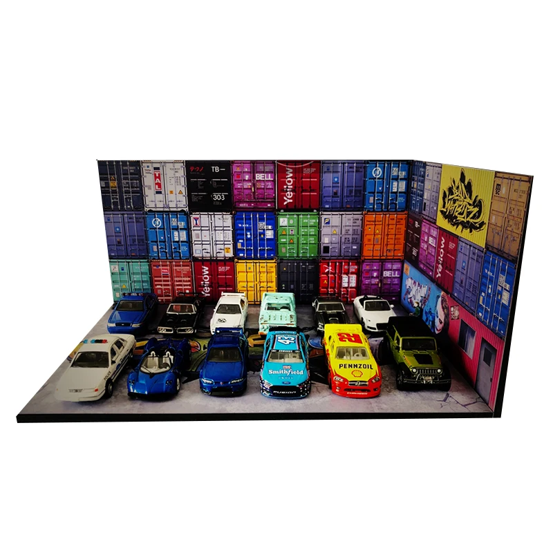 1/64 liman konteyner garaj fabrika depo ev bina modeli için otomobil ...
