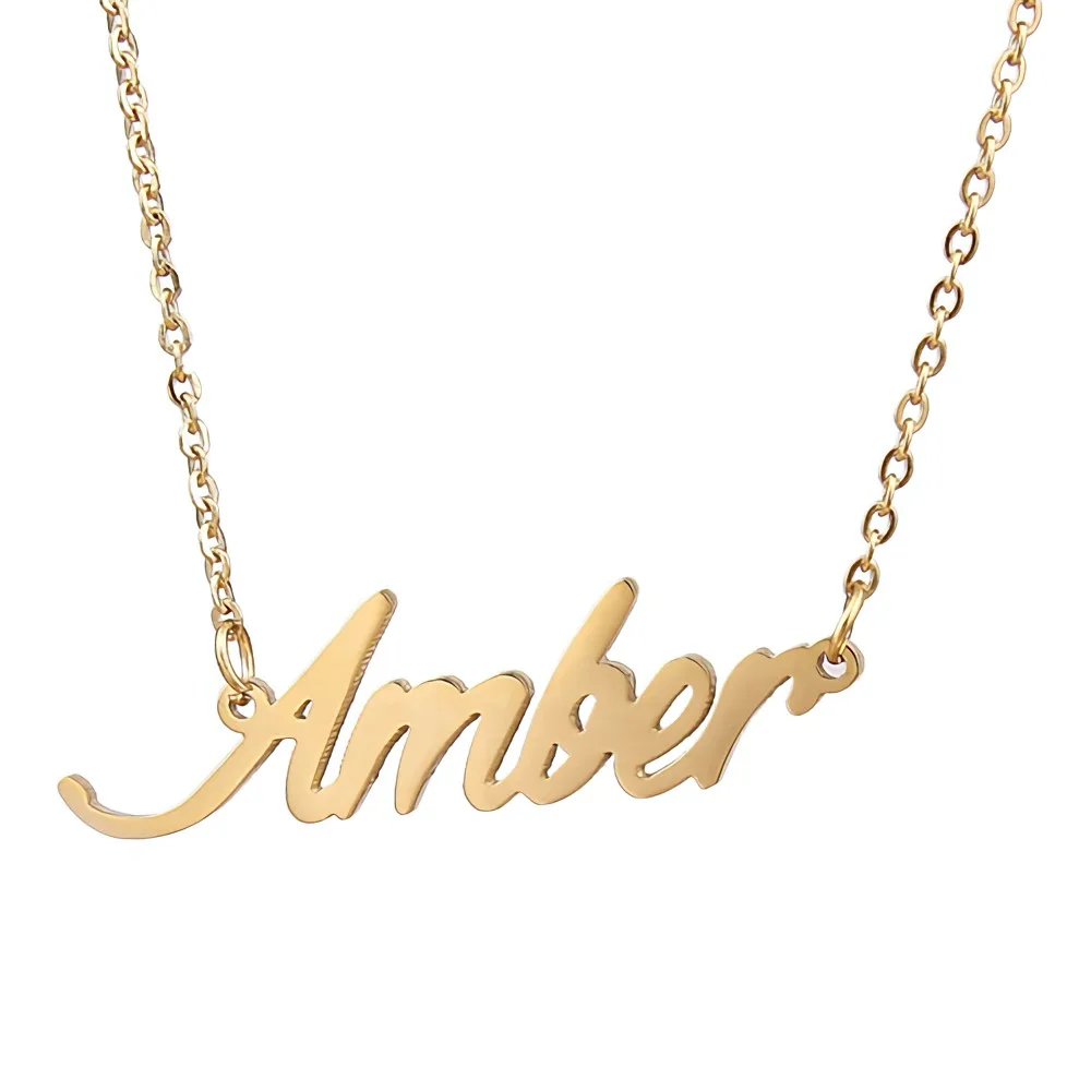 Amber-Name-Necklace-for-Women-Personalized-Stainless-Steel-Jewelry ...