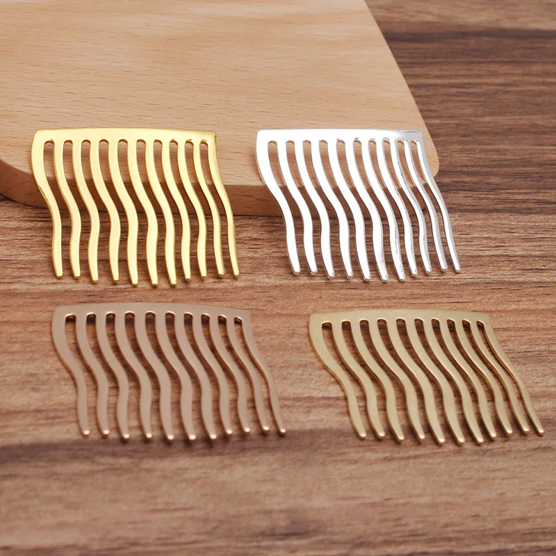 10 Pcs 40*38mm Metal Alloy Copper Hair Combs Base 11 Teeth For Women ...