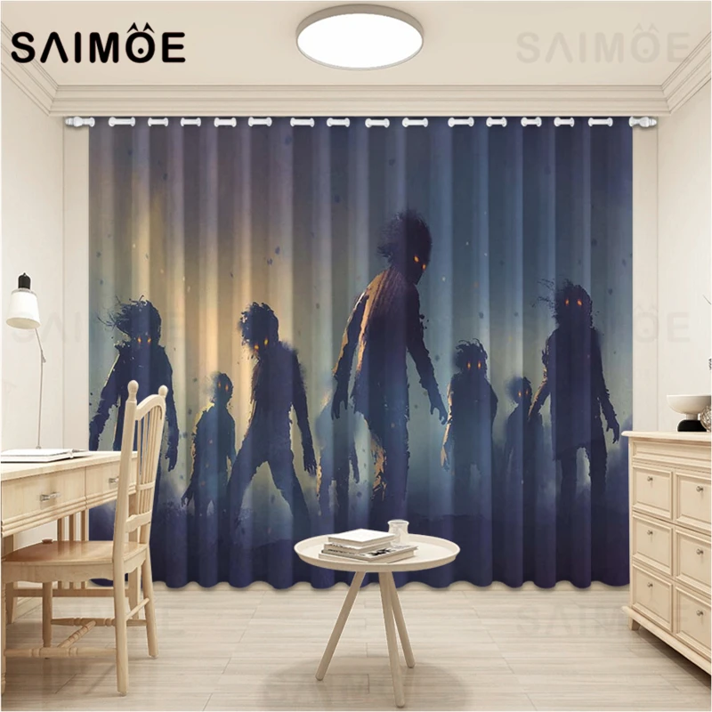 Zombie-Horror-Curtains-Grim-Reaper-Halloween-Decor-Curtain-Living-Room ...