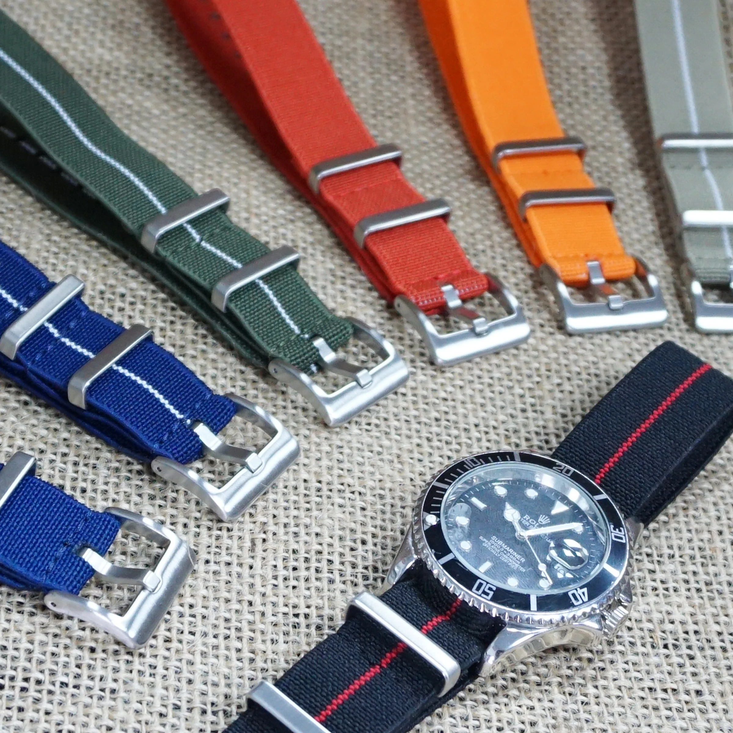 Durable 20 22mm French Troops Parachute Watch Strap Nato Elastic Nylon ...