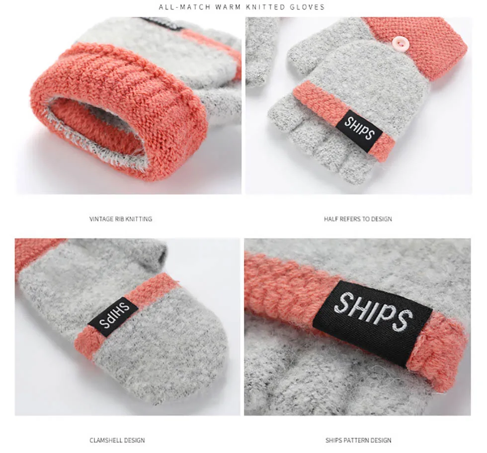 Calymel перчатки с открытыми пальцами зимние теплые вязаные теплые ...