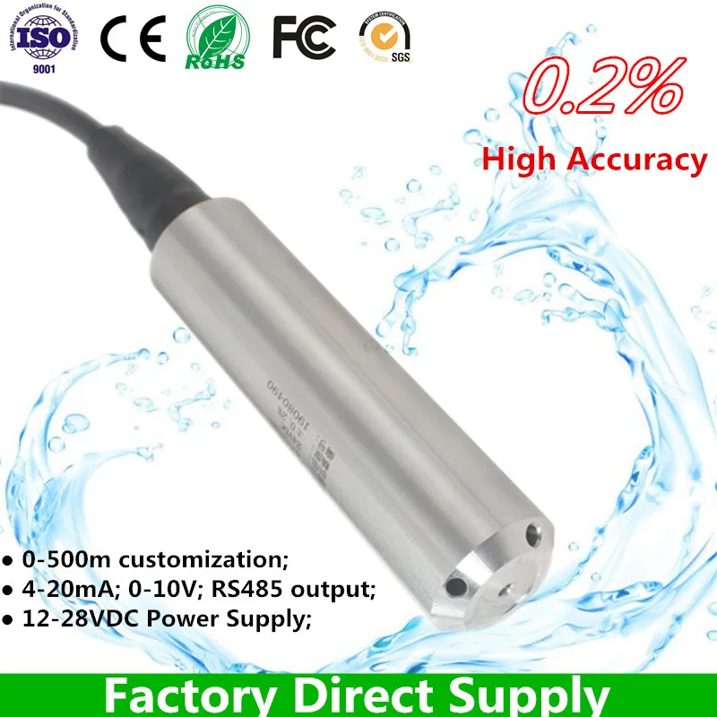 IP68 Level Sensor Probe for Sea Water Depth Well 4-20mA, 0-10V output ...