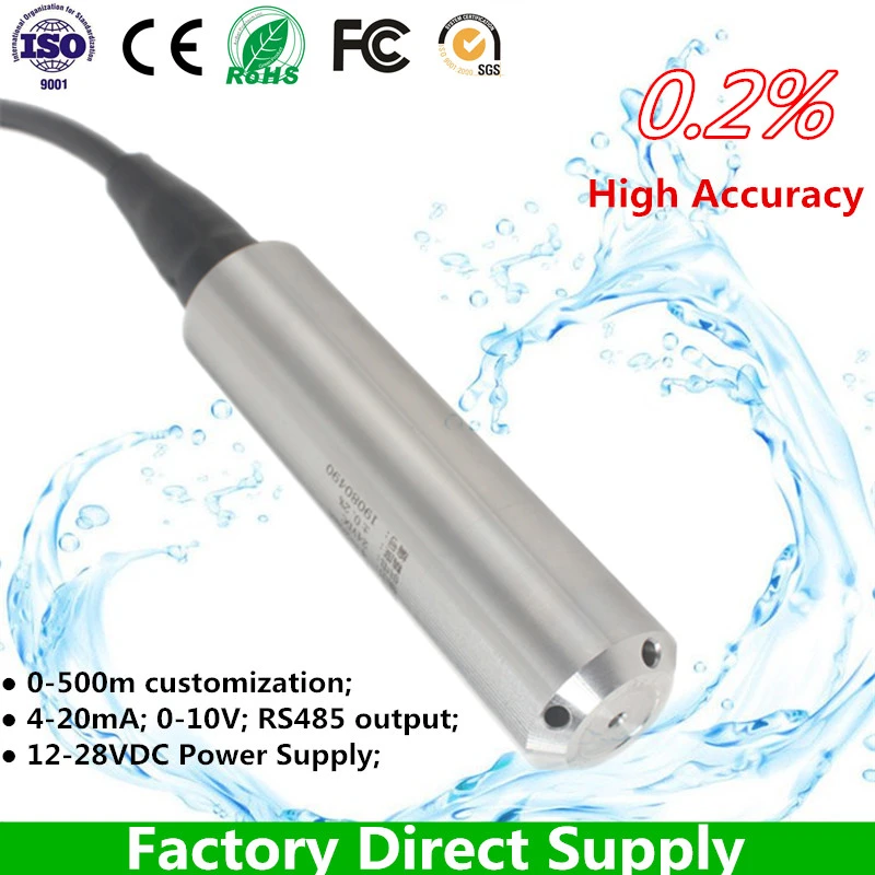 IP68 Level Sensor Probe for Sea Water Depth Well 4 20mA, 0 10V output ...