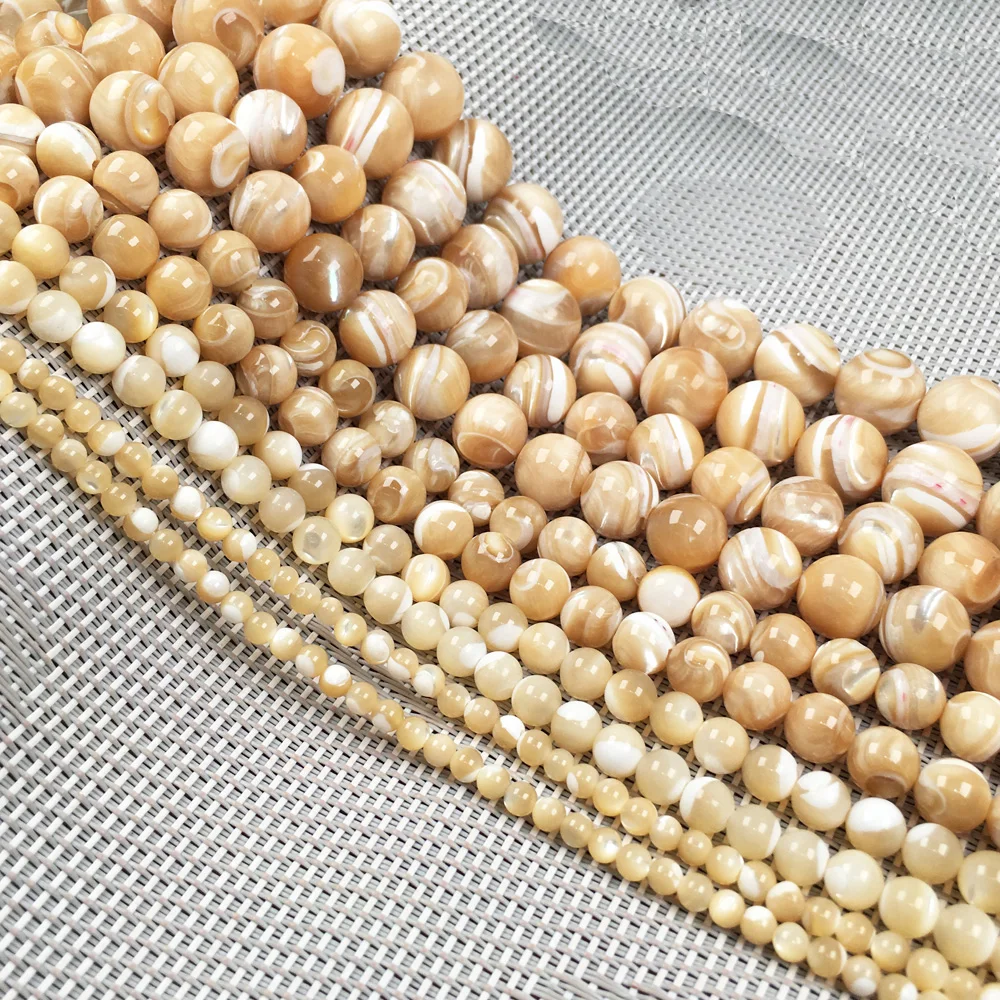 Natural Shell Bead Round Stripe Loose Bead 4 6 8 10 12 Mm For Making ...