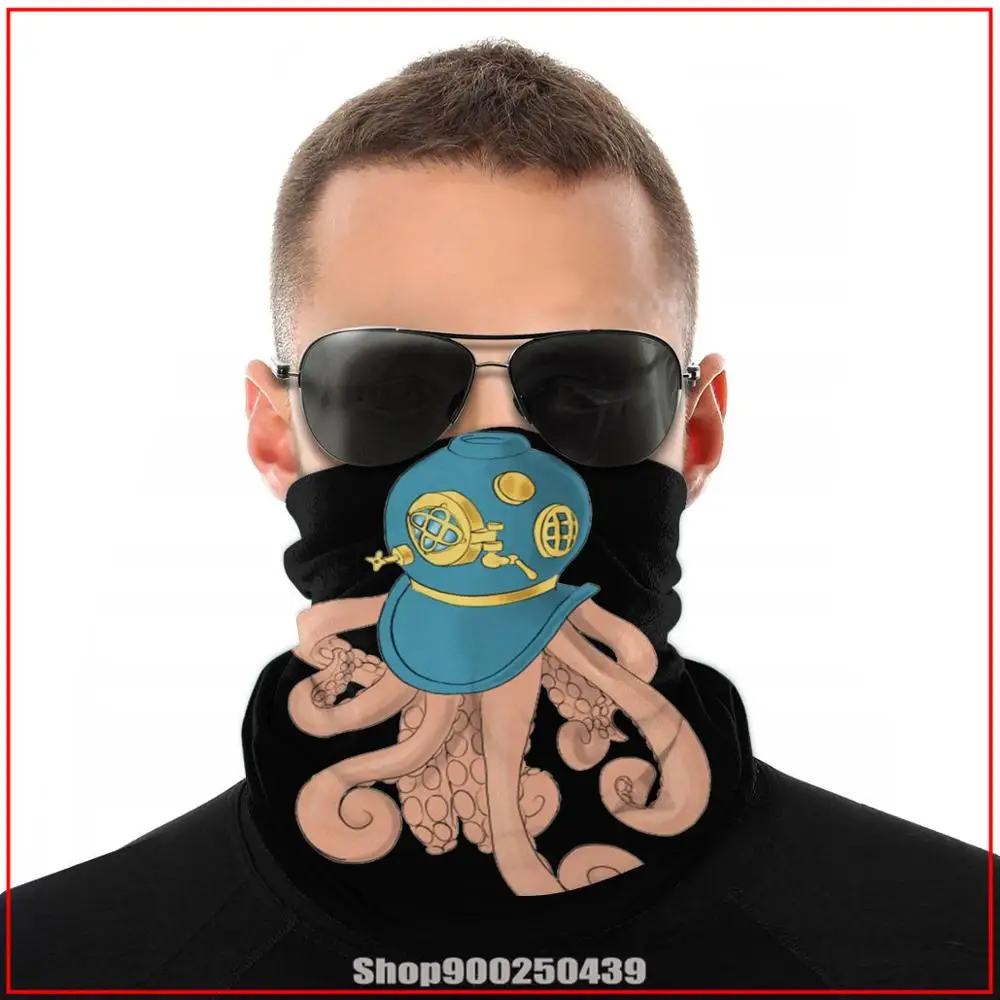 Hip Hop Octopus In A Scuba Mask 3D Seamless Buffe Neck Gaiter Hunting ...
