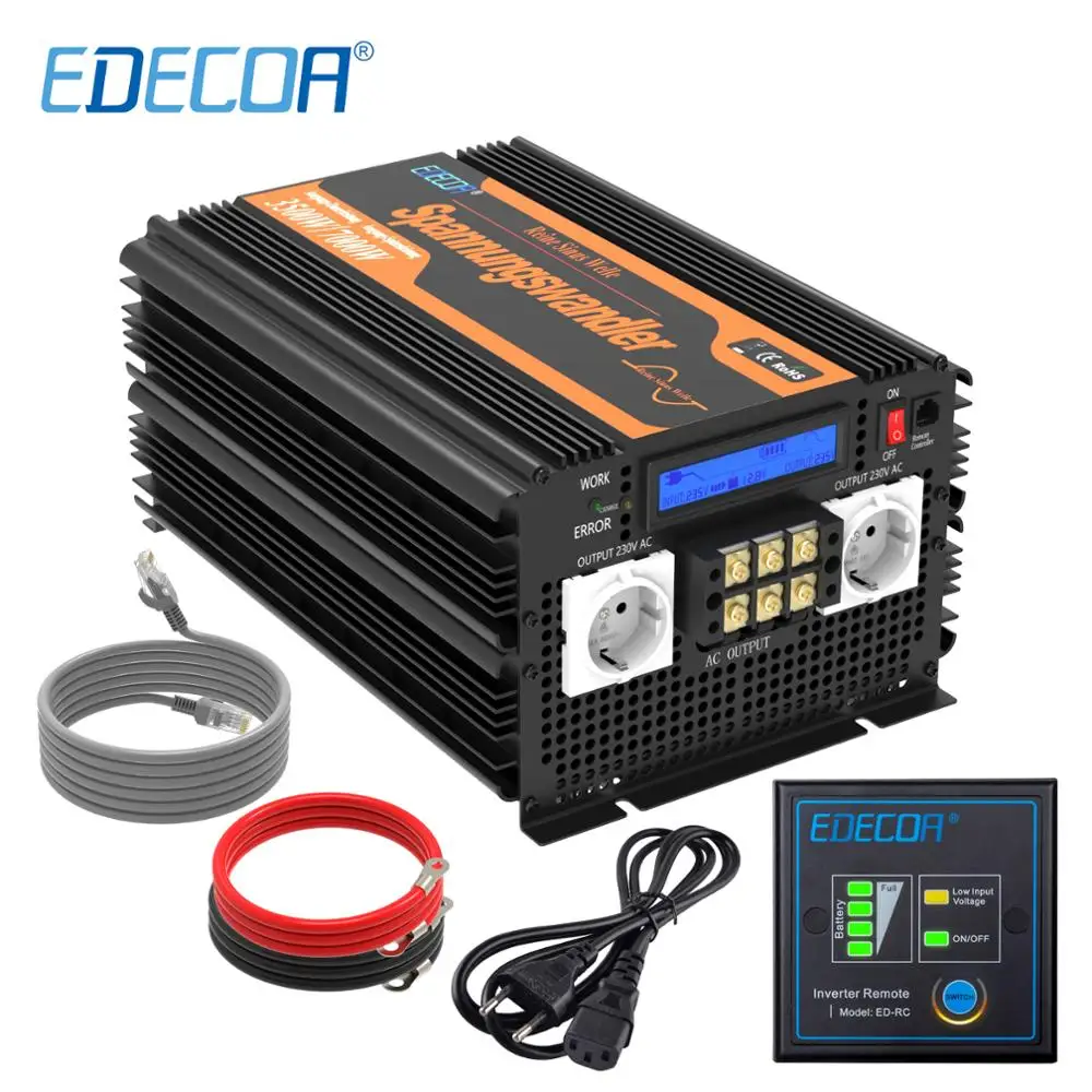 EDECOA UPS Inverter 3500w to 7000w Charger DC 12V AC 220V 230V Off Grid ...