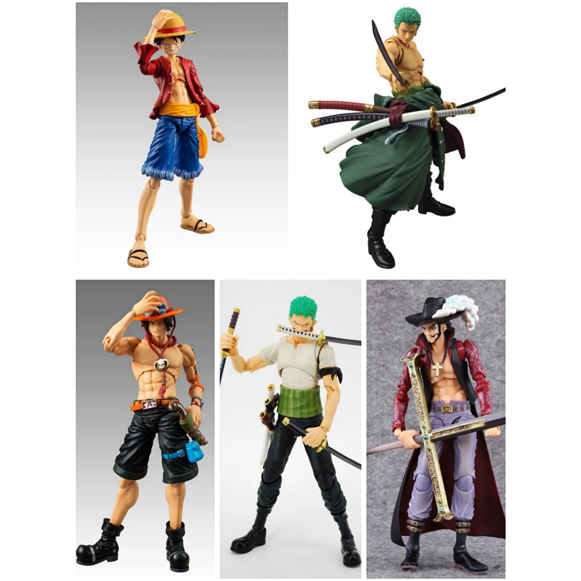 Anime One Piece Movable Dolls Zoro Luffy Ace Hawk Eyes Model Toys ...