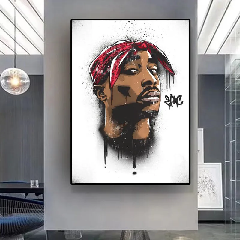 Portrait of 2PAC Tupac Abstract Canvas Paintings On The Wall Art ...