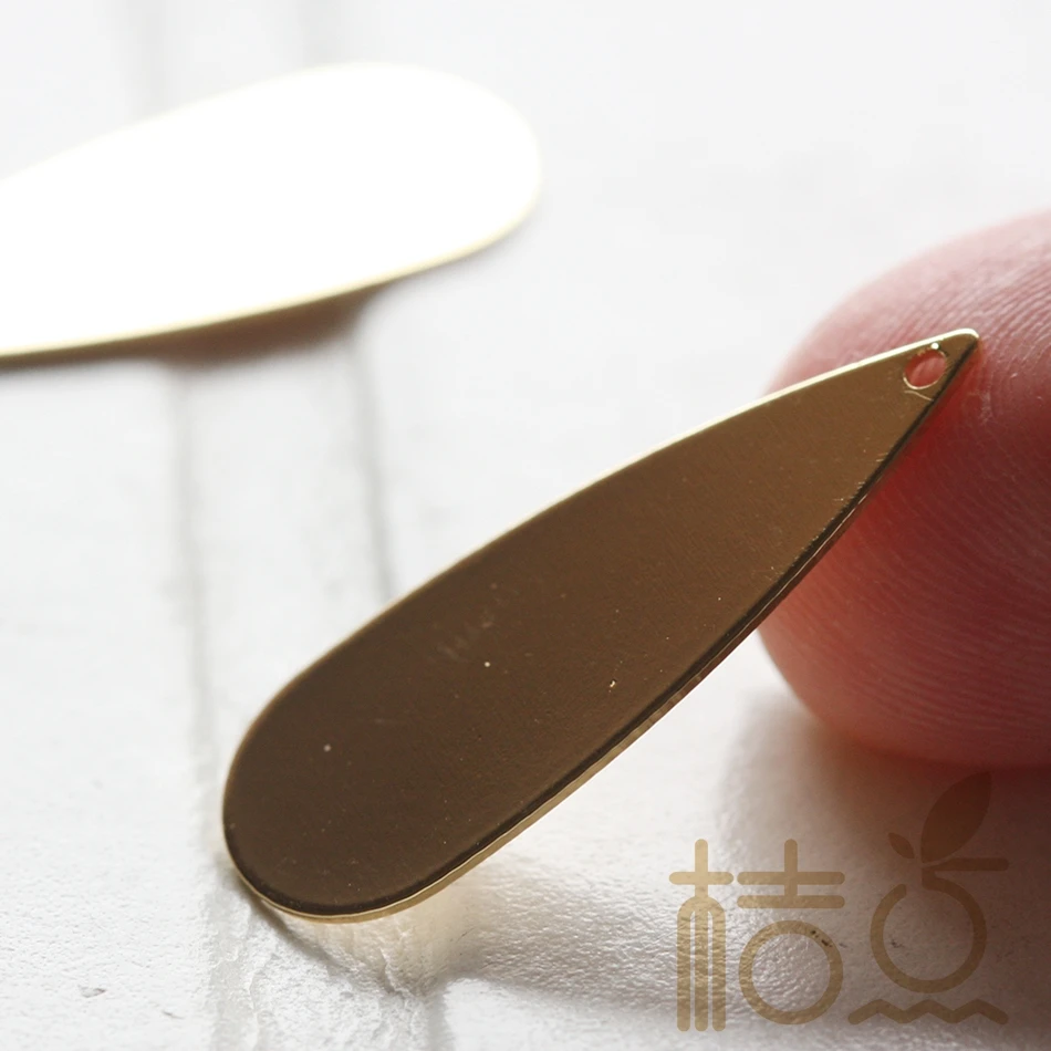 Solid Brass Long Tear Drop Charm - 27x10mm (3763c-v-121) - Charms ...