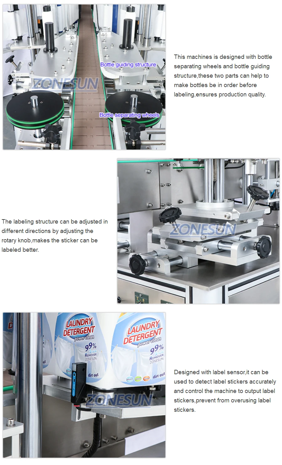 ZONESUN ZS-TB300Z Dual Use Automatic Bottle Labeling Machine Round and