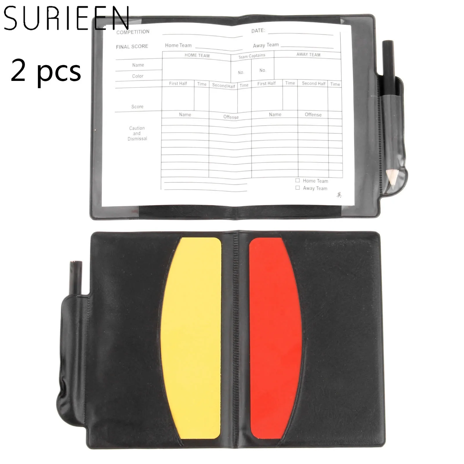 2 Pcs Soccer Referee Notebook With Red Yellow Card & Pencil Referee ...