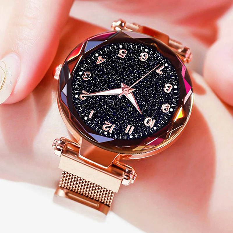 Watch Womens Wristwatch Magnetic Strap | Ladies Starry Sky Magnet Watch ...