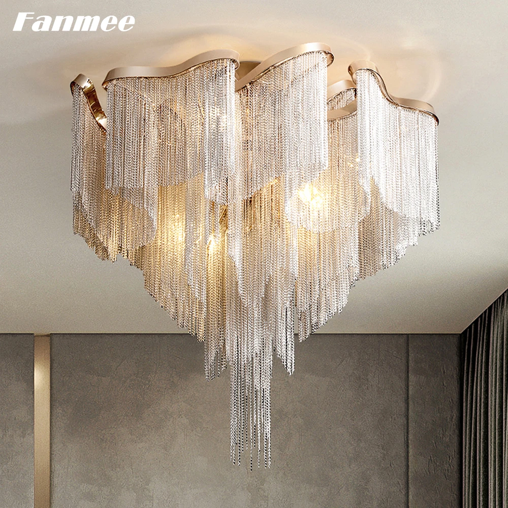 Modern Tassel Ceiling Chandelier Led Gold Irrecgular Luxury Aluminum ...